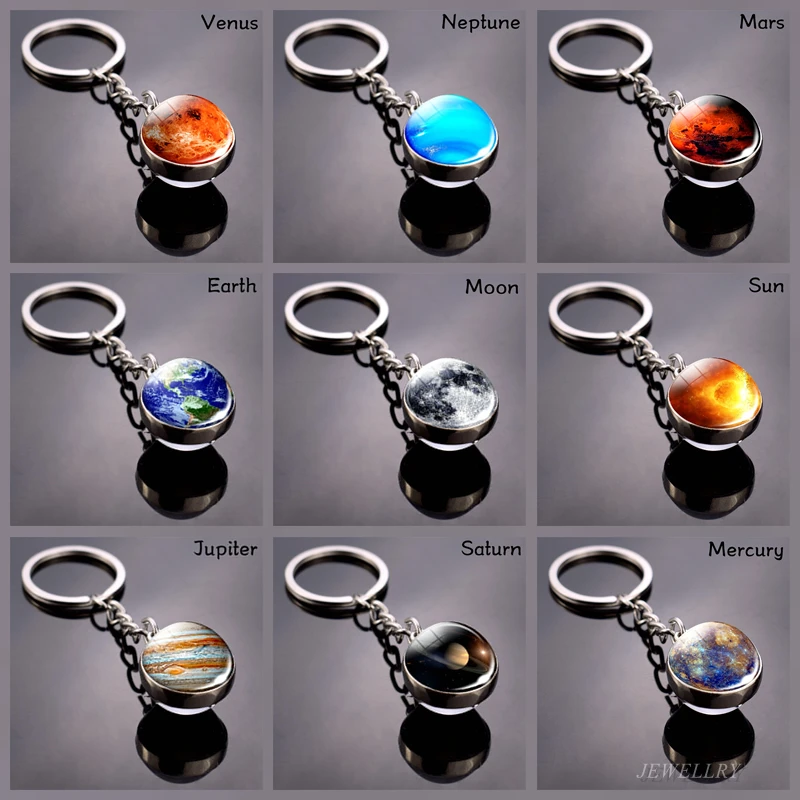 Full Moon Keychain Solar System Planet Keyrings Galaxy Nebula Space ...