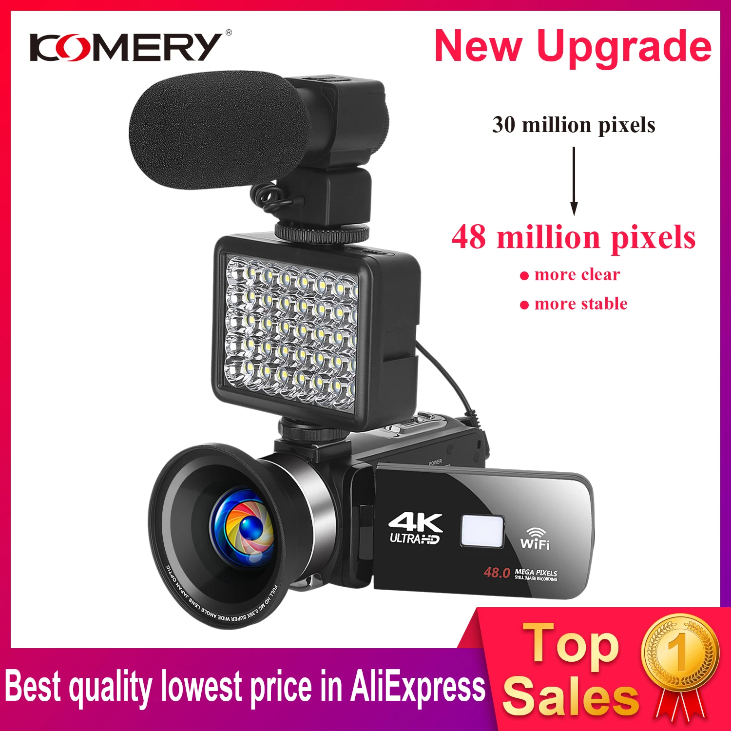 Digital Video Camera with Microphone Professional 4K Camcorder for Live ...