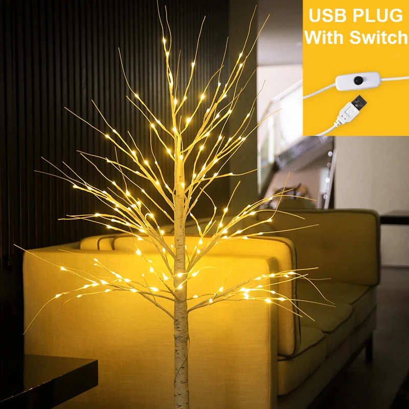 90cm-Height-LED-Birch-Tree-Light-60LEDs-USB-Operated-with-Switch-LED ...