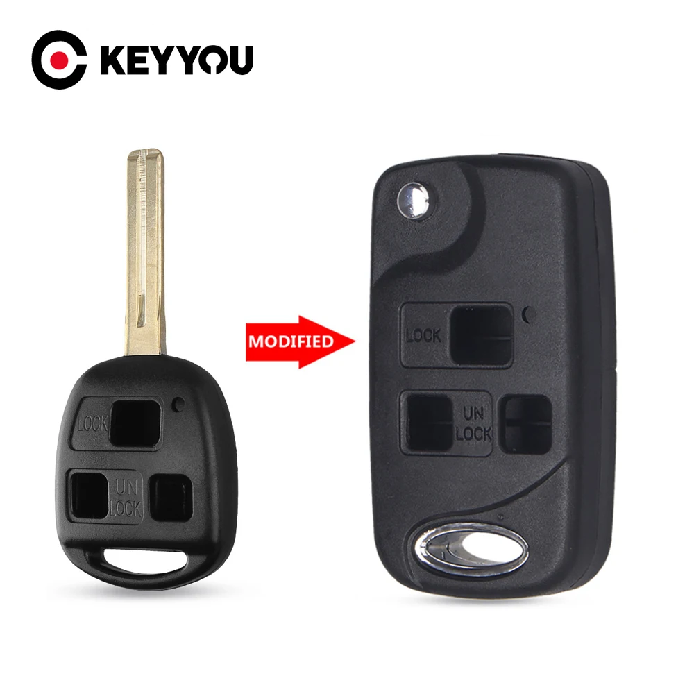 Keyyou 3 Buttons Flip Folding Remote Key Shell Case For Lexus Rx300 ...