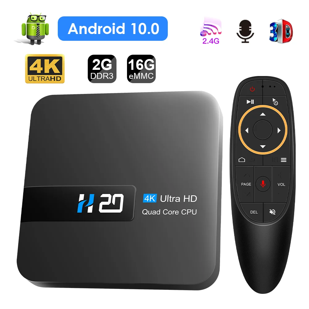 New H20 TV Box Android 10 2GB 16GB 4K TV receiver Media player 3D Video ...
