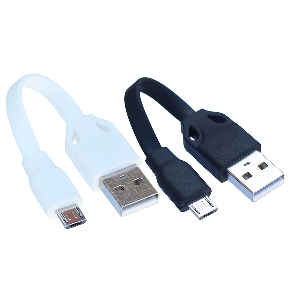 Two Pieces Micro Usb 10cm Short Cable Soft Flat Tpe Data And Charging ...