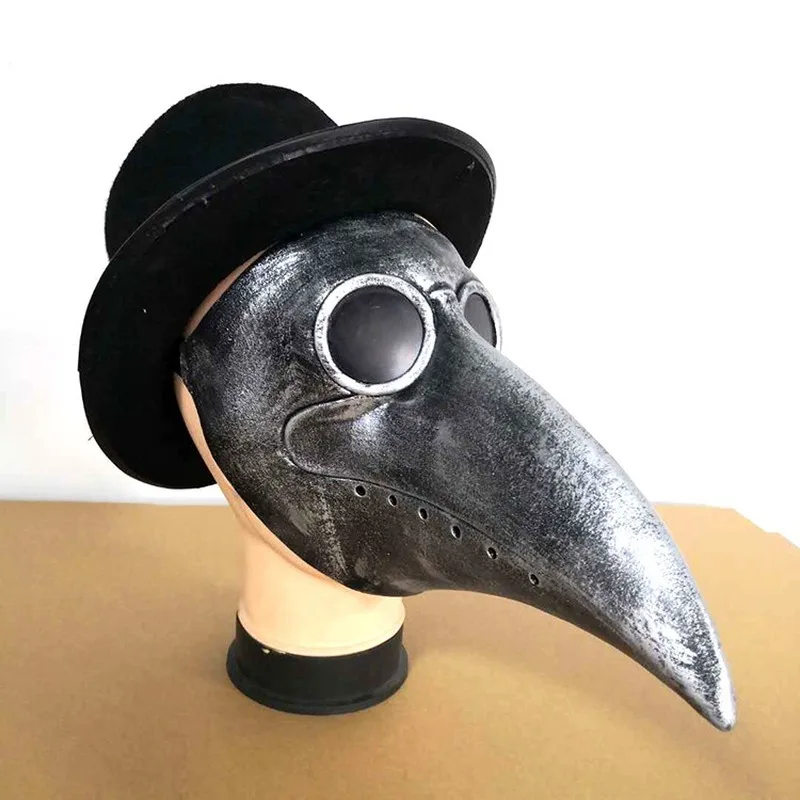 Halloween Plague Doctor Latex Mask Long Nose Beak Bird Crow Cosplay ...