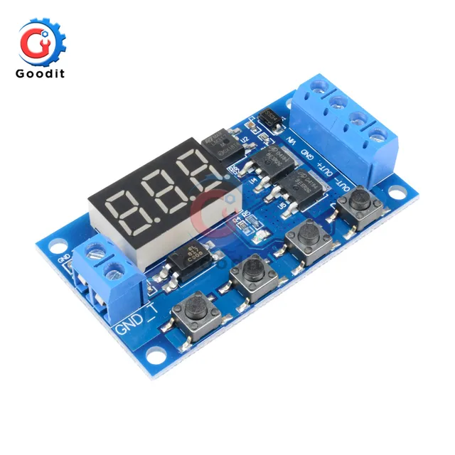 DC 12V 24V LED Digital Time Delay Relay High level trigger Cycle Timer ...