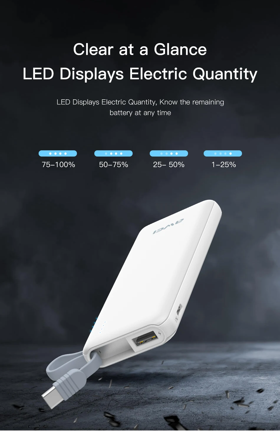 Power Bank 5000mAh Awei P2K -Black » Gadget mou