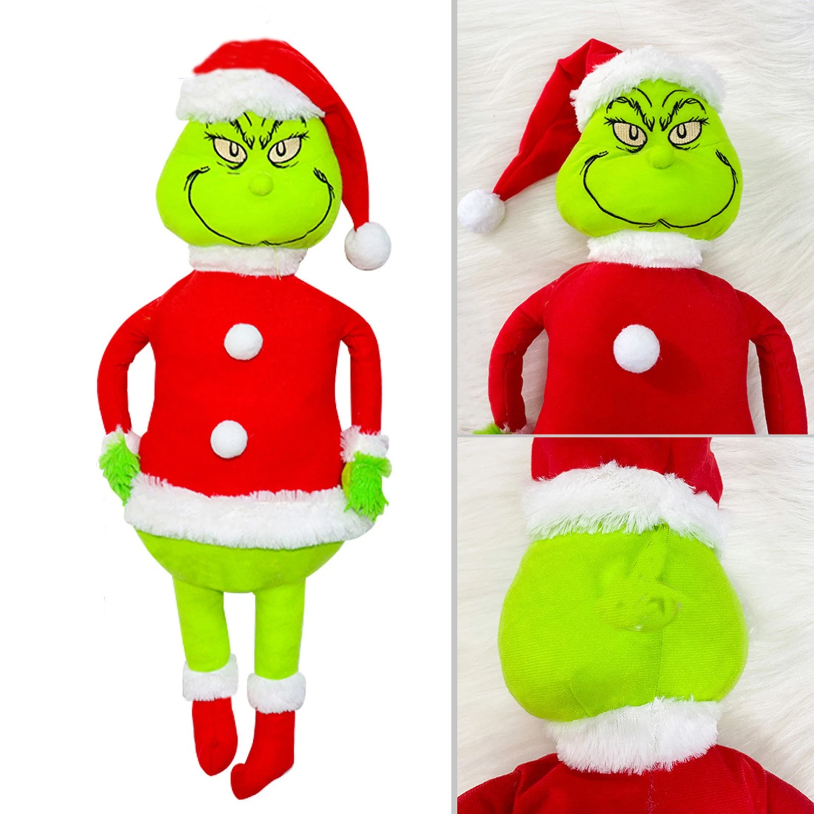 2022 New Christmas Geek Grinch Plush ของเล่นน่ารักสีเขียว Furry Grinch ...