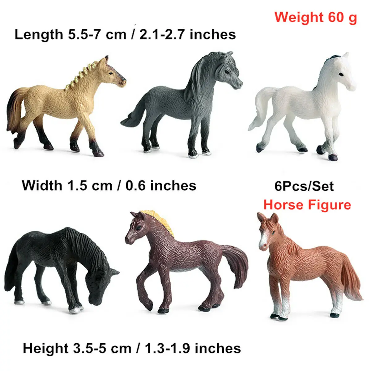 6pcs Small Horse Figure Morgan Quarter Horse Farm Animal Collector Toy ...