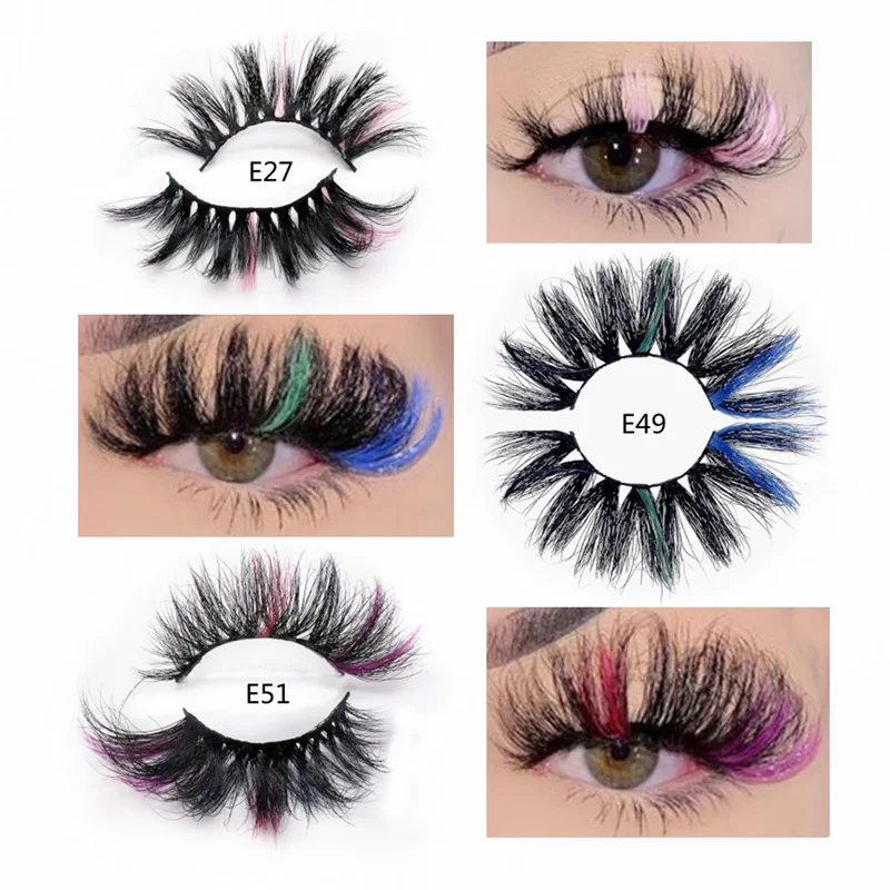 White Blue Pink Silver Ombre Eyelashes Colored Lashes 61 Styles 3d Mink ...