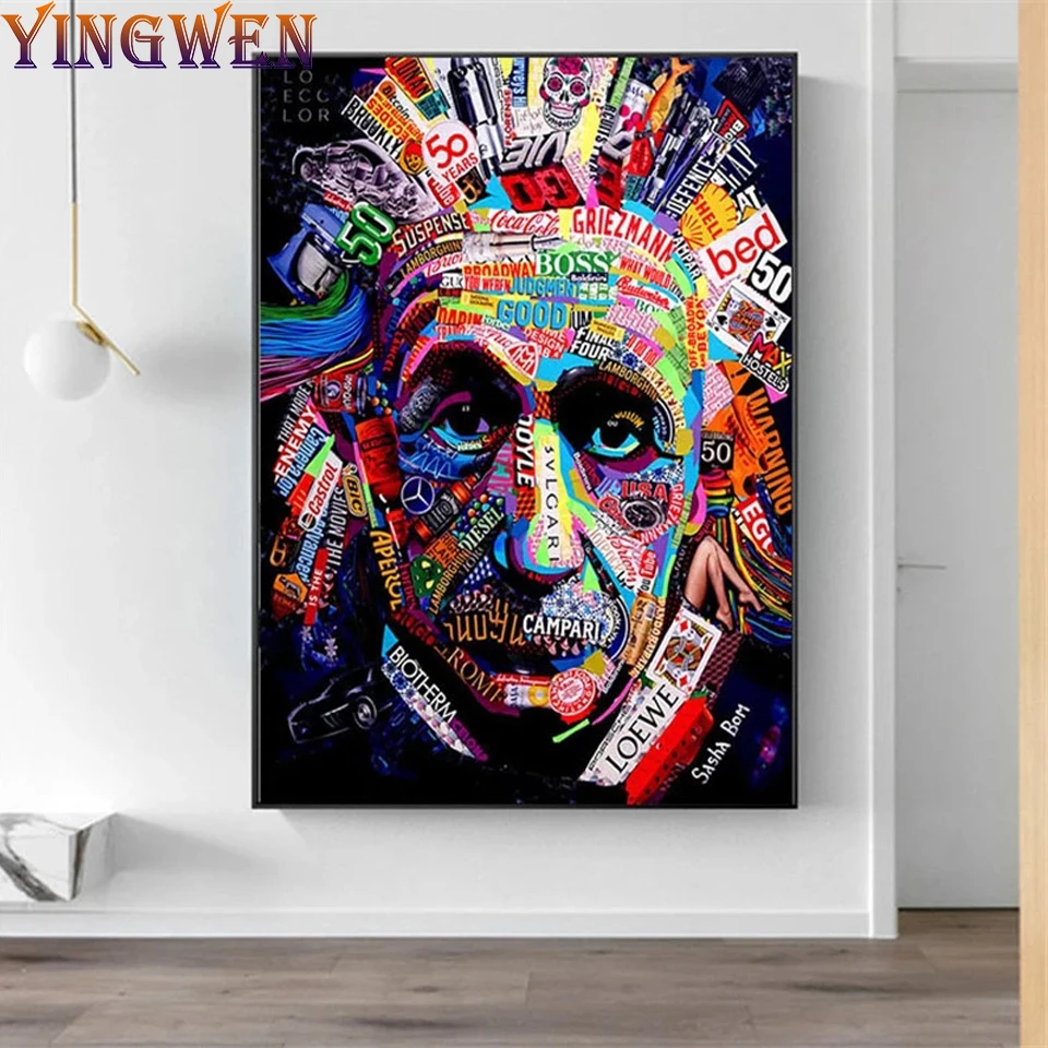 Albert Einstein Smoking Colors Poster
