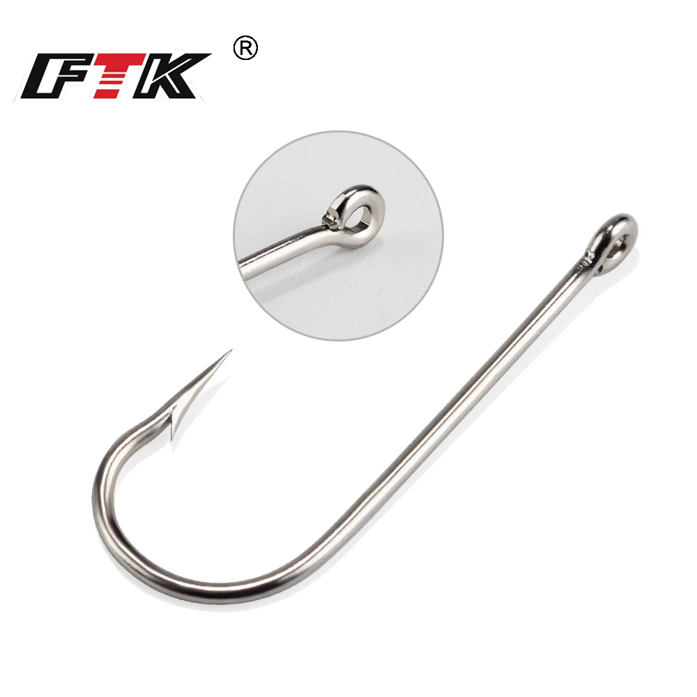 FTK Bent Sea Round Hook 2335 Nickel Big Ringed 10# 20# 100Pcs/Box Hooks From Norway For Jigging ...
