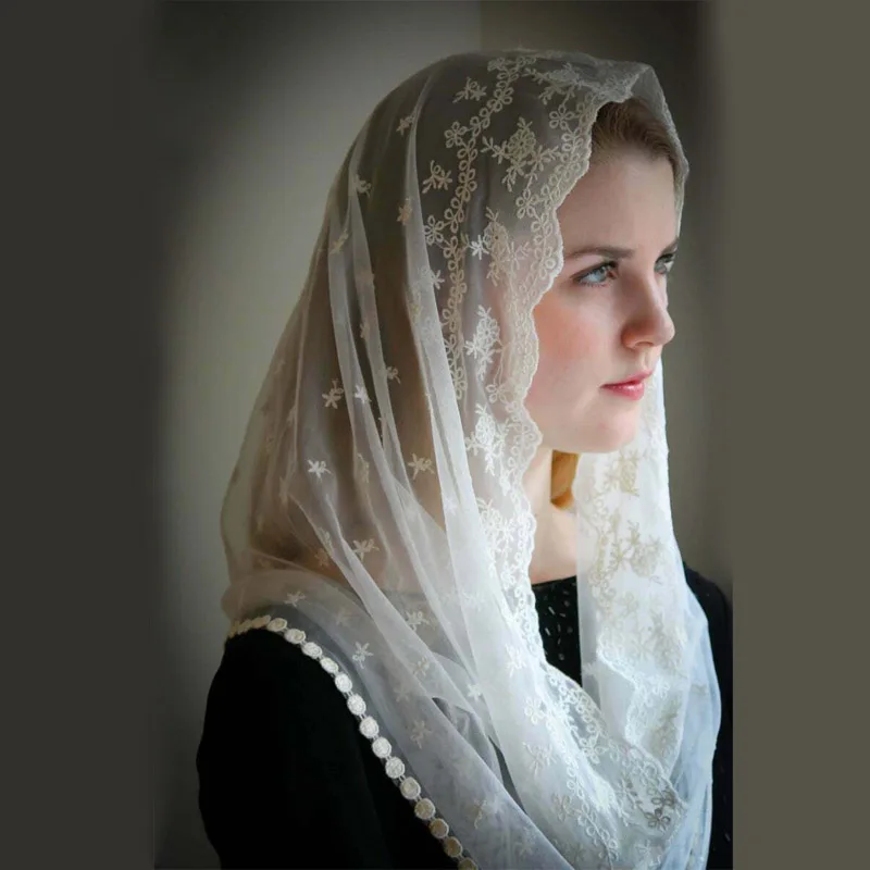 Lace Muslim Bridal Wedding Veil | Church Mantilla Veils | Lace Mantilla ...