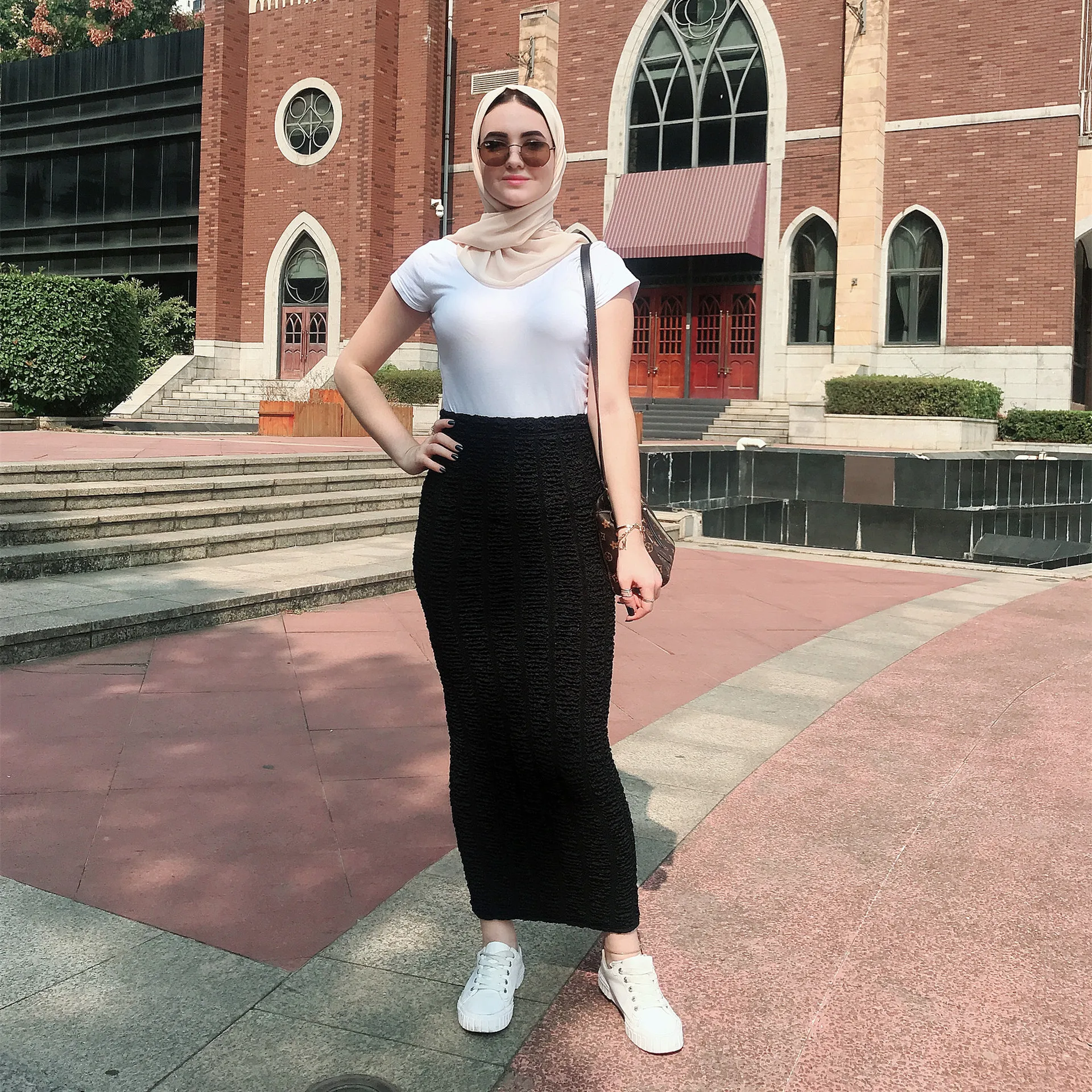 Dubai-Arab-Muslim-knit-Pencil-Skirt-Women-High-Waist-Strech-Bodycon ...