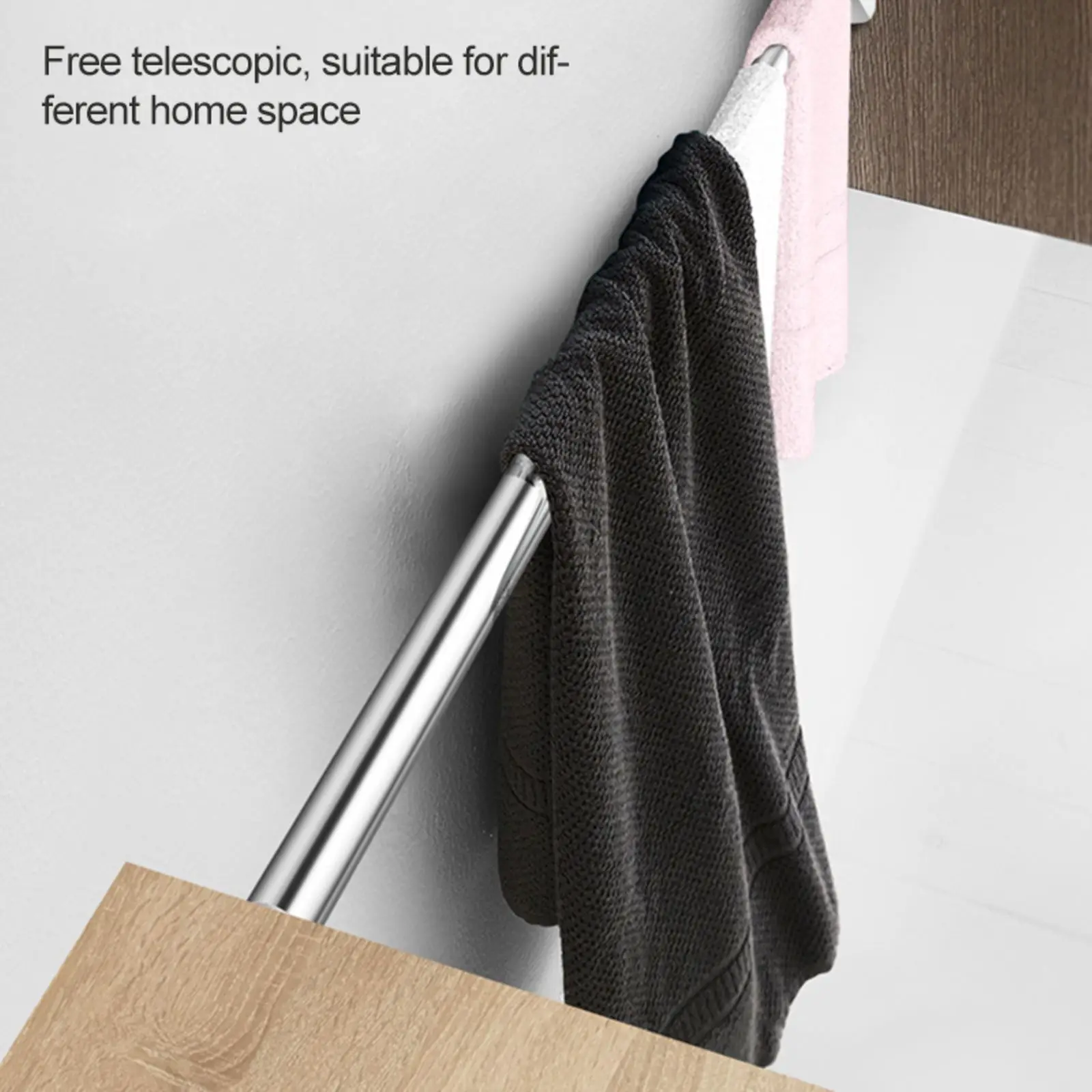 Adjustable Clothes Rod For Hanging Clothes Stainless Steel Closet Pole ...