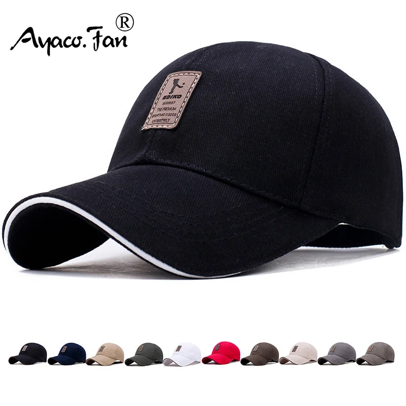 Men Structured Baseball Cap Solid Cotton Snapback Spring Autumn Women ...