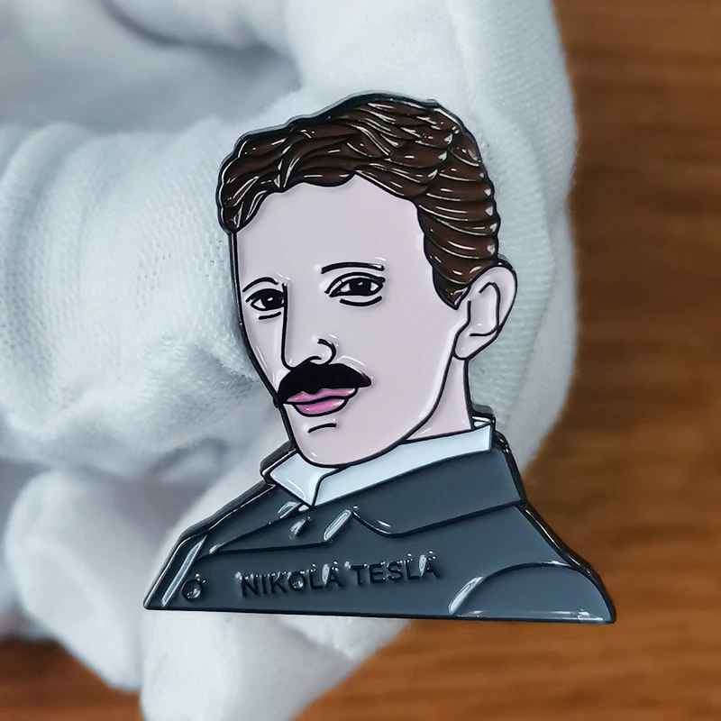 Nikola Tesla Brooch Physics Electrical Engineer Inventor Badge Enamel ...