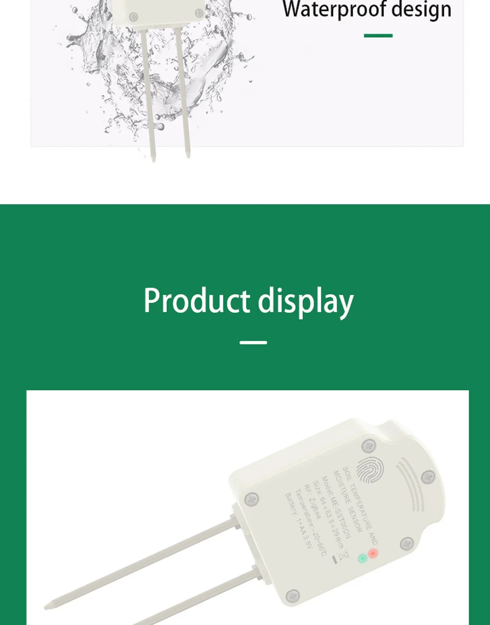 ZIGBEE Garden Soil Moisture Meter IP67 Temperature&Humidity Moisture ...