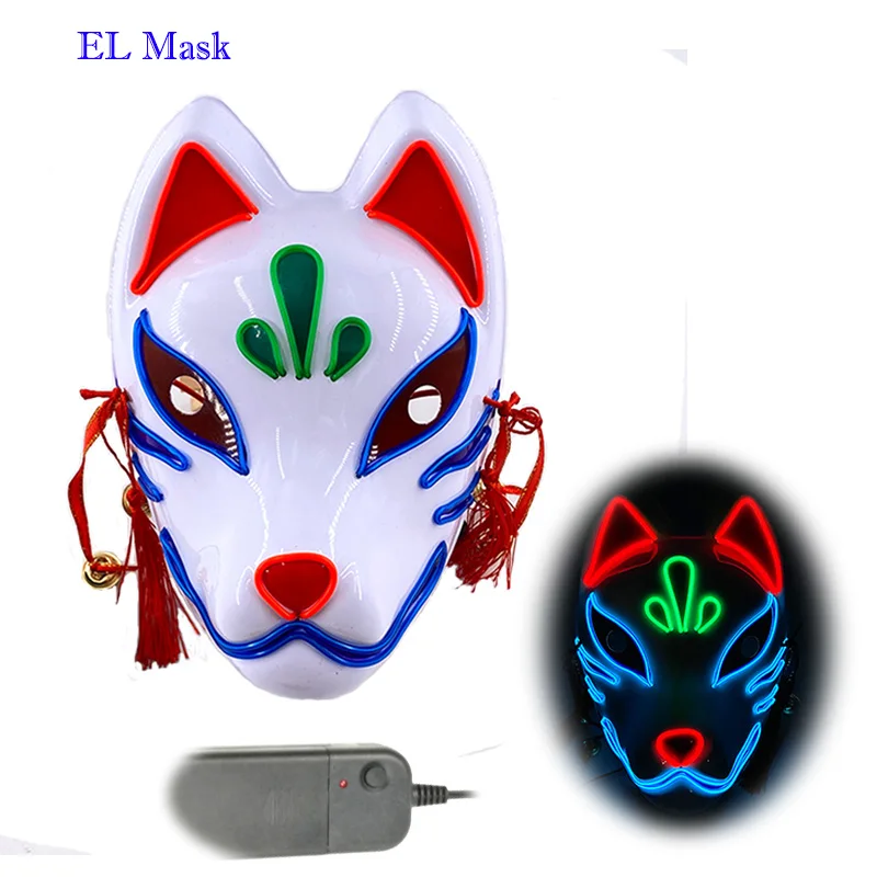 Anime Expro Decor Rave Neon Led Light Cosplay Fox Mask - AllCosplay.com