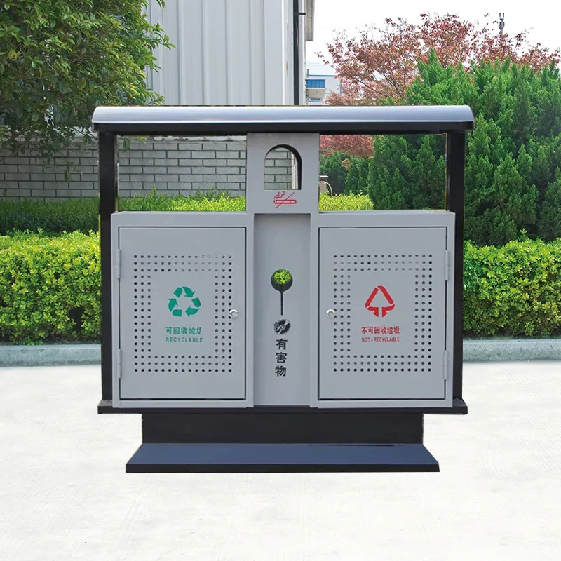 Ge Nan Compartmental Garbage Can Outdoor Steel Plate Peel Box Large ...