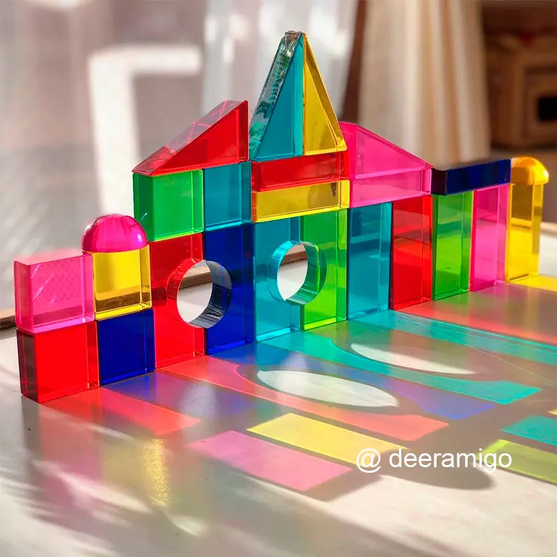 28pcs-Acrylic-Translucent-Color-Block-Rainbow-Stacker-Sensory-Play-Toys ...