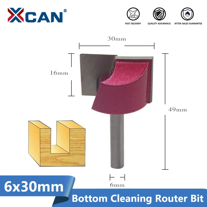 XCAN 1pc 30mm Bottom Cleaning Engraving Bits 6mm Shank Wood Router Bits ...