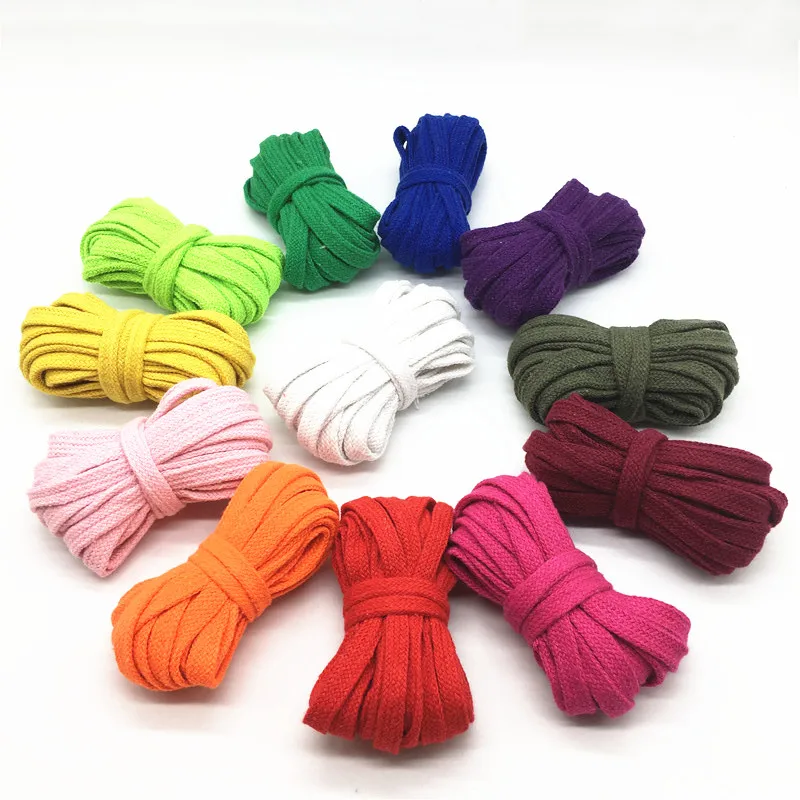 5M-10mm-Cotton-Rope-Hollow-Flat-Twisted-Cord-Multicolor-Woven-String ...