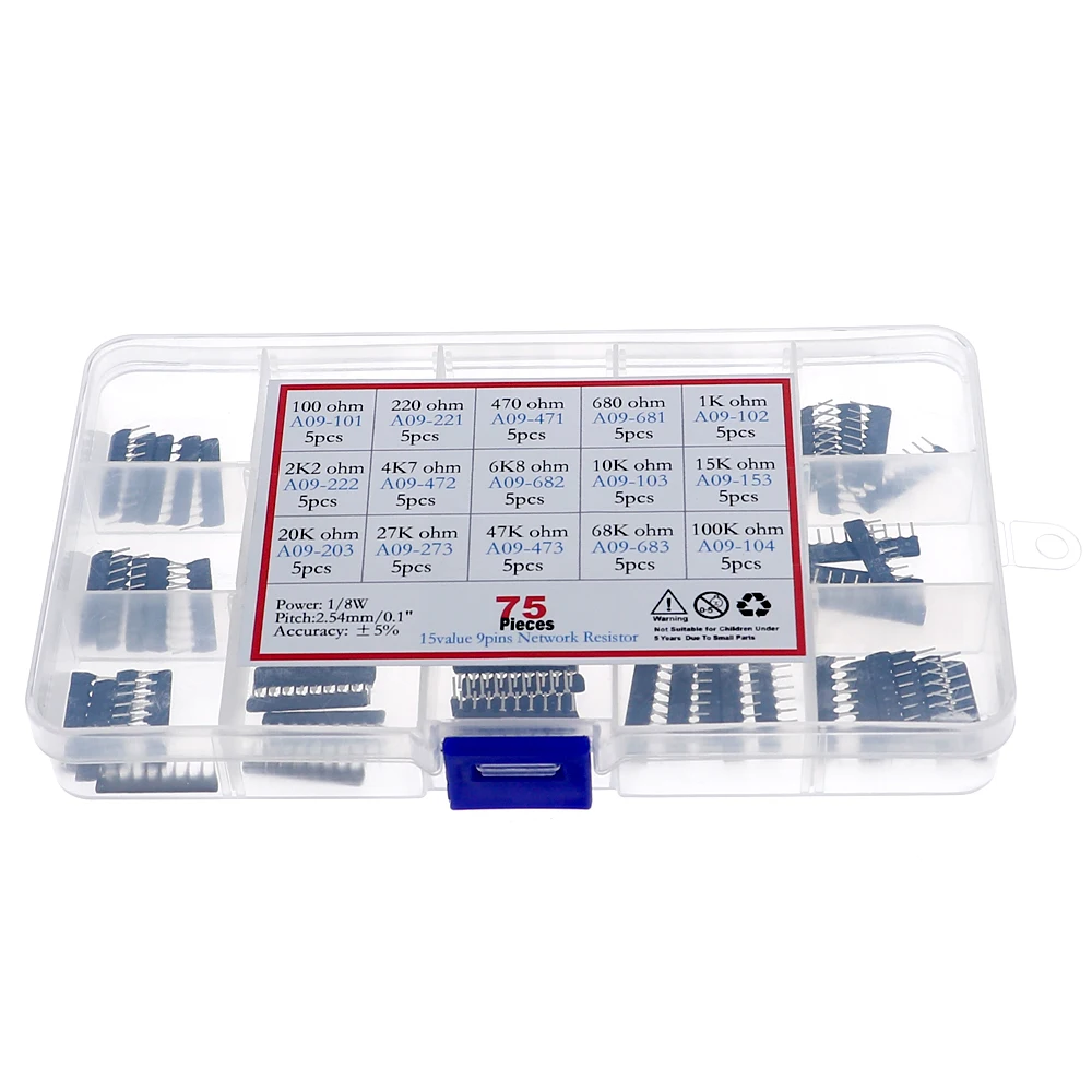 75pcs-15-Types-Network-Resistor-Assorted-Pack-Kit-1-x-9pin-101-221-471 ...