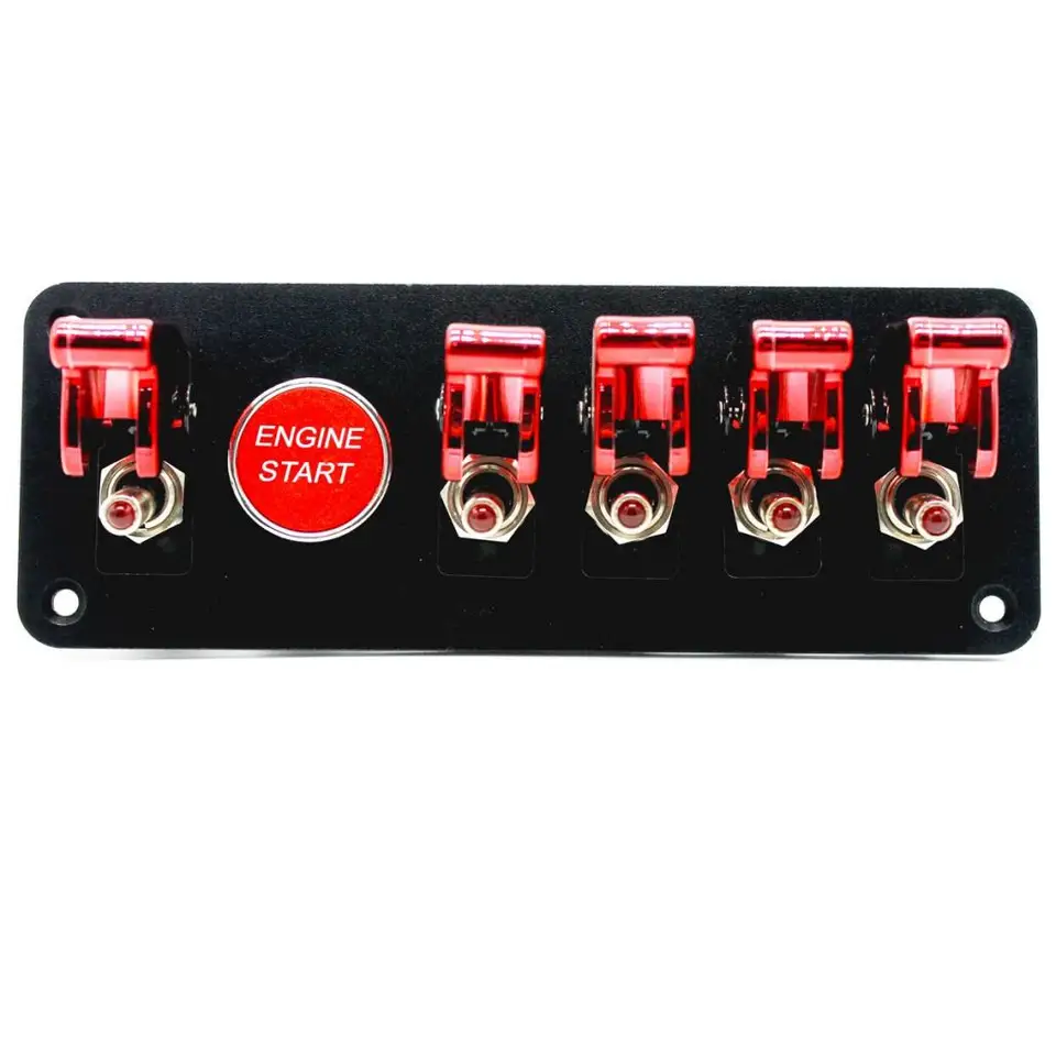 Red Engine Start Switch 6 Gang 12v 20a Engine Start Push Button Switch