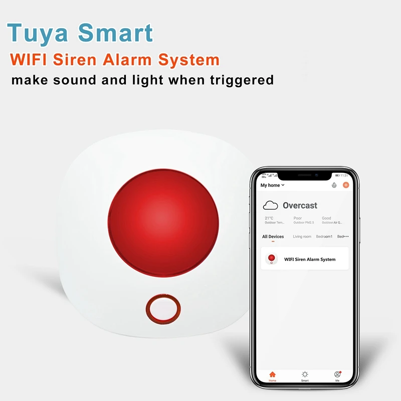 Wirelessly Alarm Sirens Security Sound & Light Alarm Host 110DB Home ...