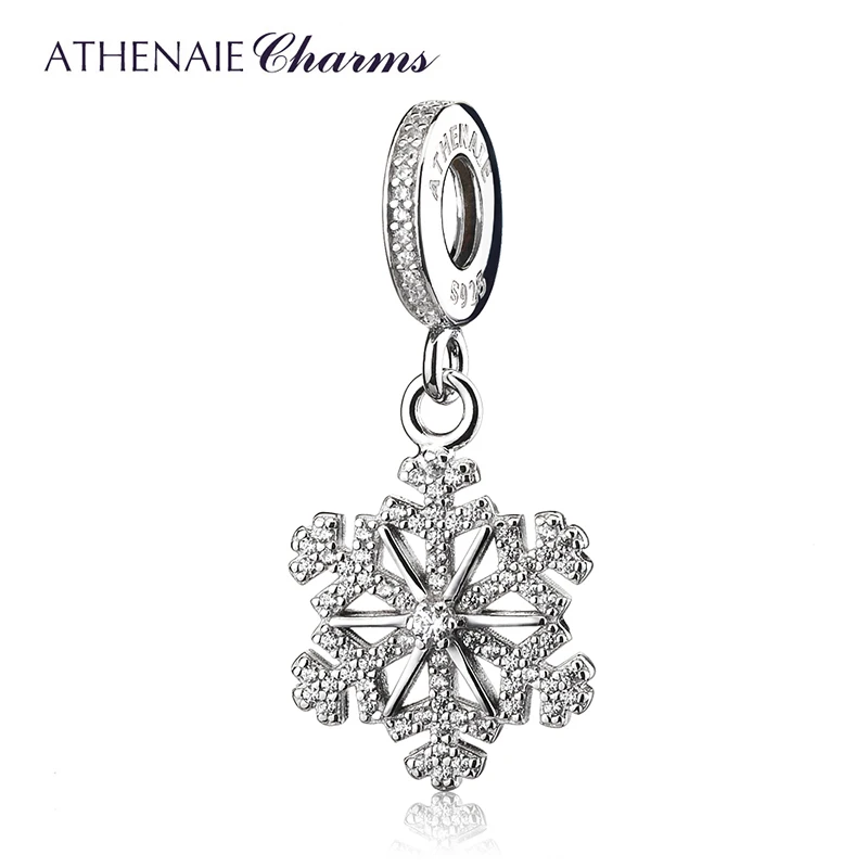 Athenaie 925 prata esterlina pave claro cz congelado floco de neve ...