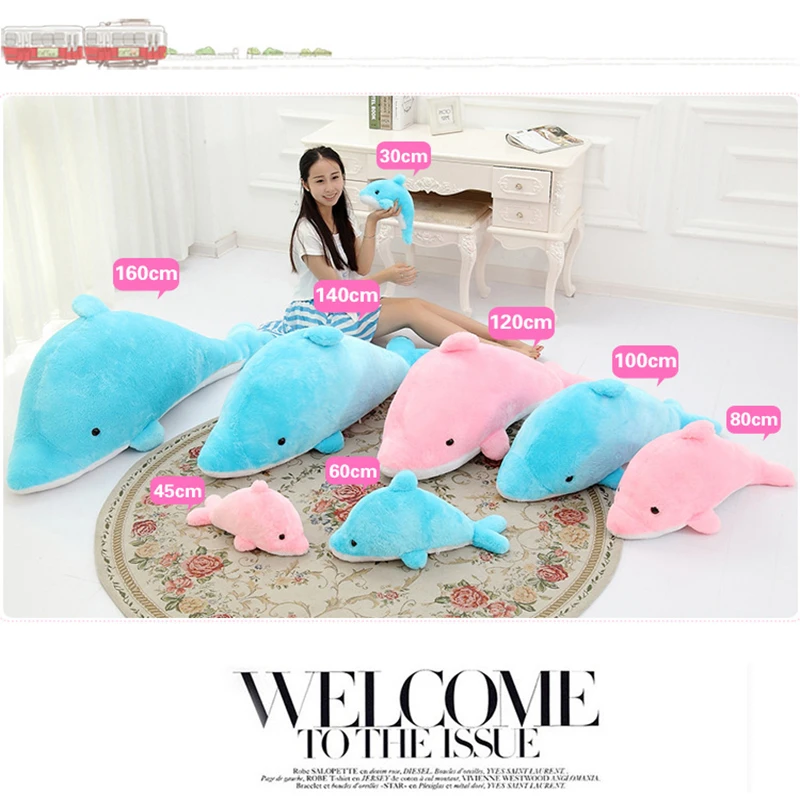 120cm-30cm Cute Stuffed Dolphin Big Plush Toys Soft Large Pillow Kawaii ...