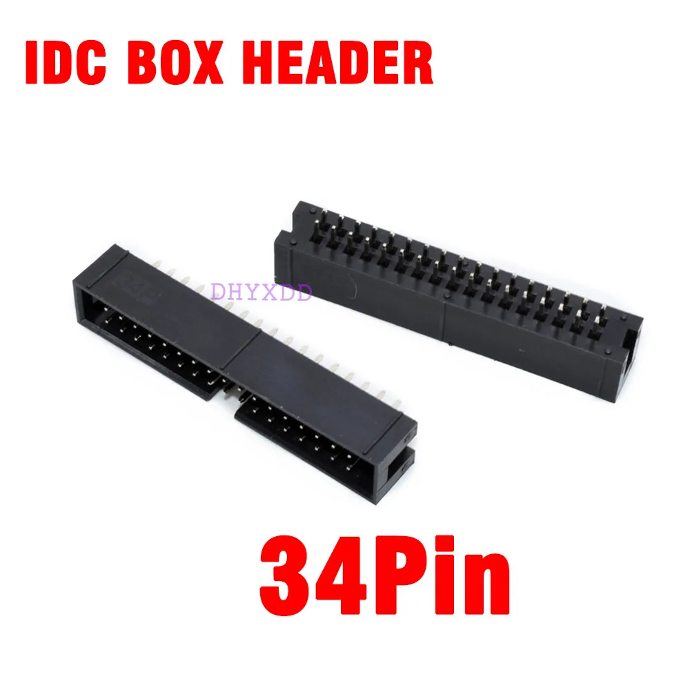 10pcs-2-54mm-2x17-Pin-34-Pin-Straight-Male-Shrouded-PCB-Box-header-IDC ...