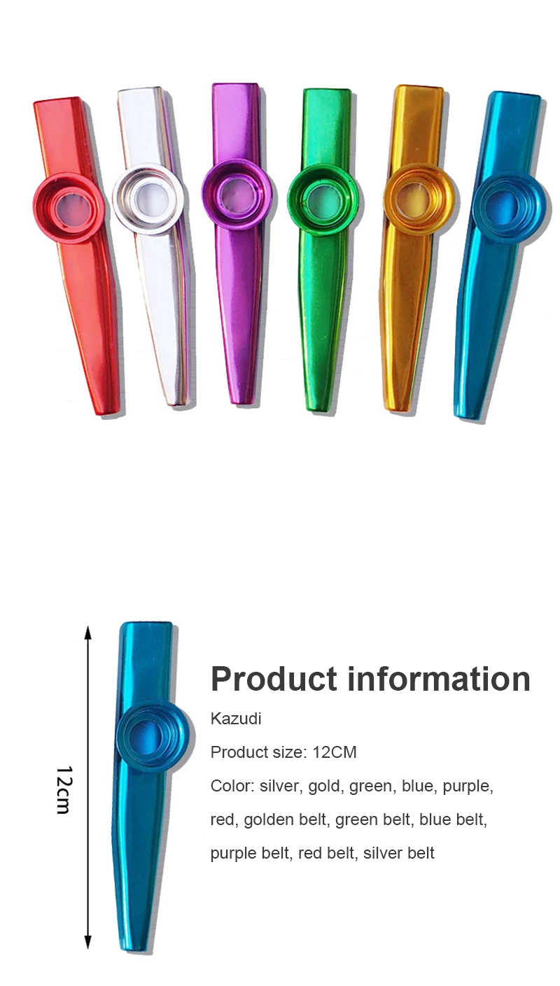 Instrument de musique jouet,09--Flûte de Kazu en métal pour enfants et ...