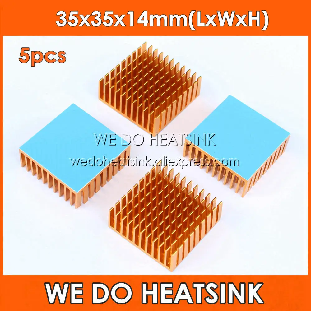 WE DO HEATSINK 5pcs 35x35x14mm Slot Anodized Aluminium Heatsink with ...