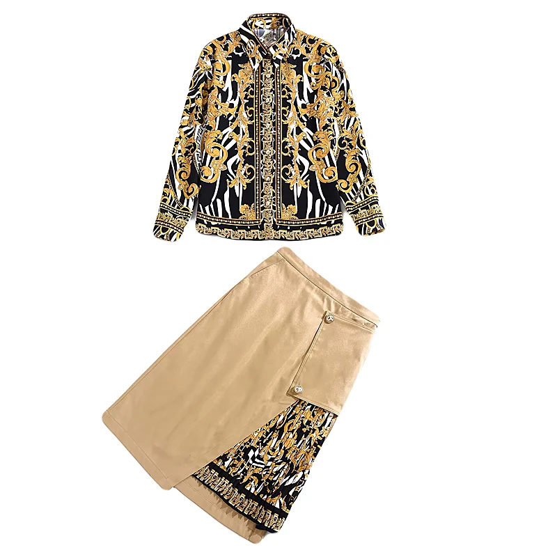 Осенняя Новинка, модные высококачественные вечерние рубашки с принтом ...