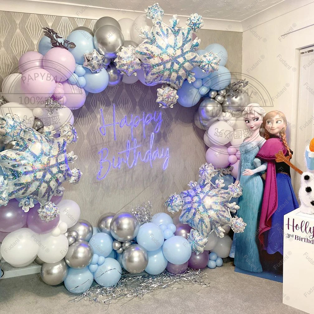 88pcs Disney Frozen Theme Balloons Garland Arch Kit Olaf Elsa Princess ...