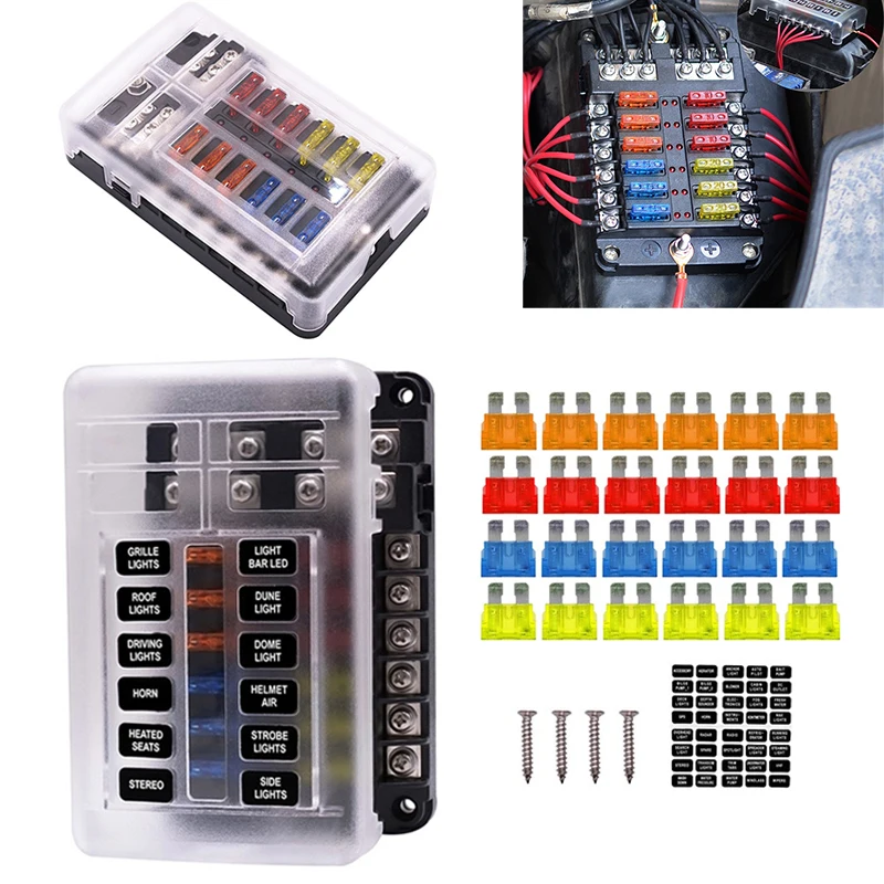 Universal Car Modified 6-way Fuse Box With Led Indicator Light Screw ...