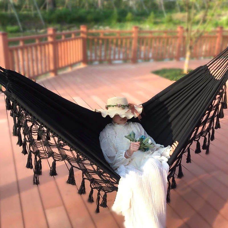 Deluxe Double Hammock Swing Net Chair Nordic Bohemian Hammock 2.4x1.5m ...