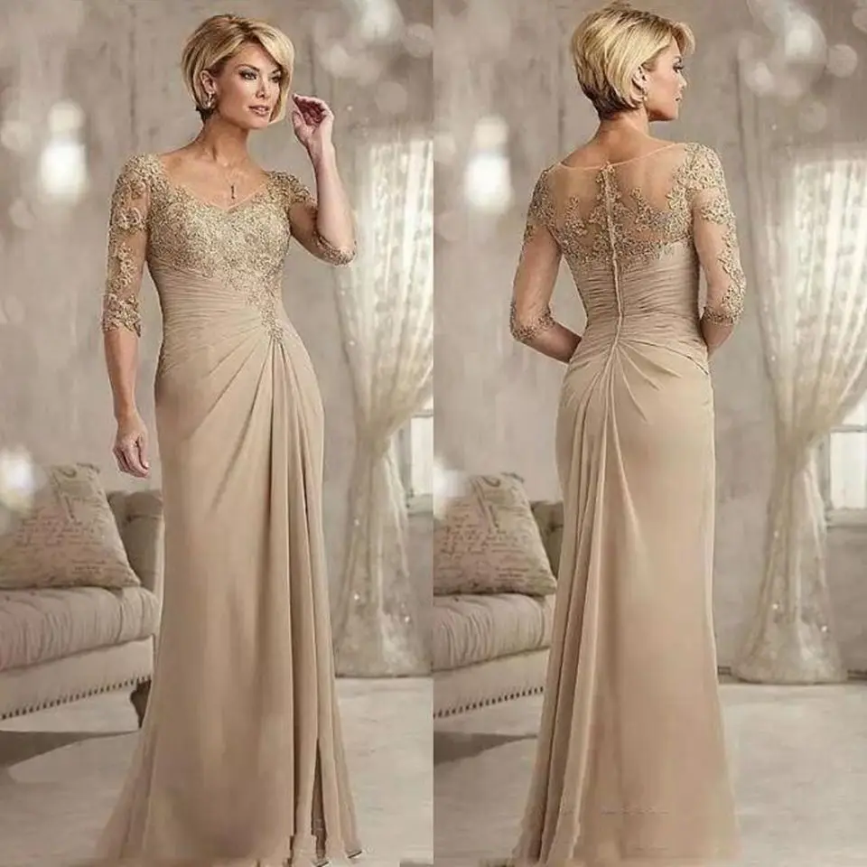 Navy Blue Modern Mother Of The Bride Dresses V Neck Lace Appliques ...