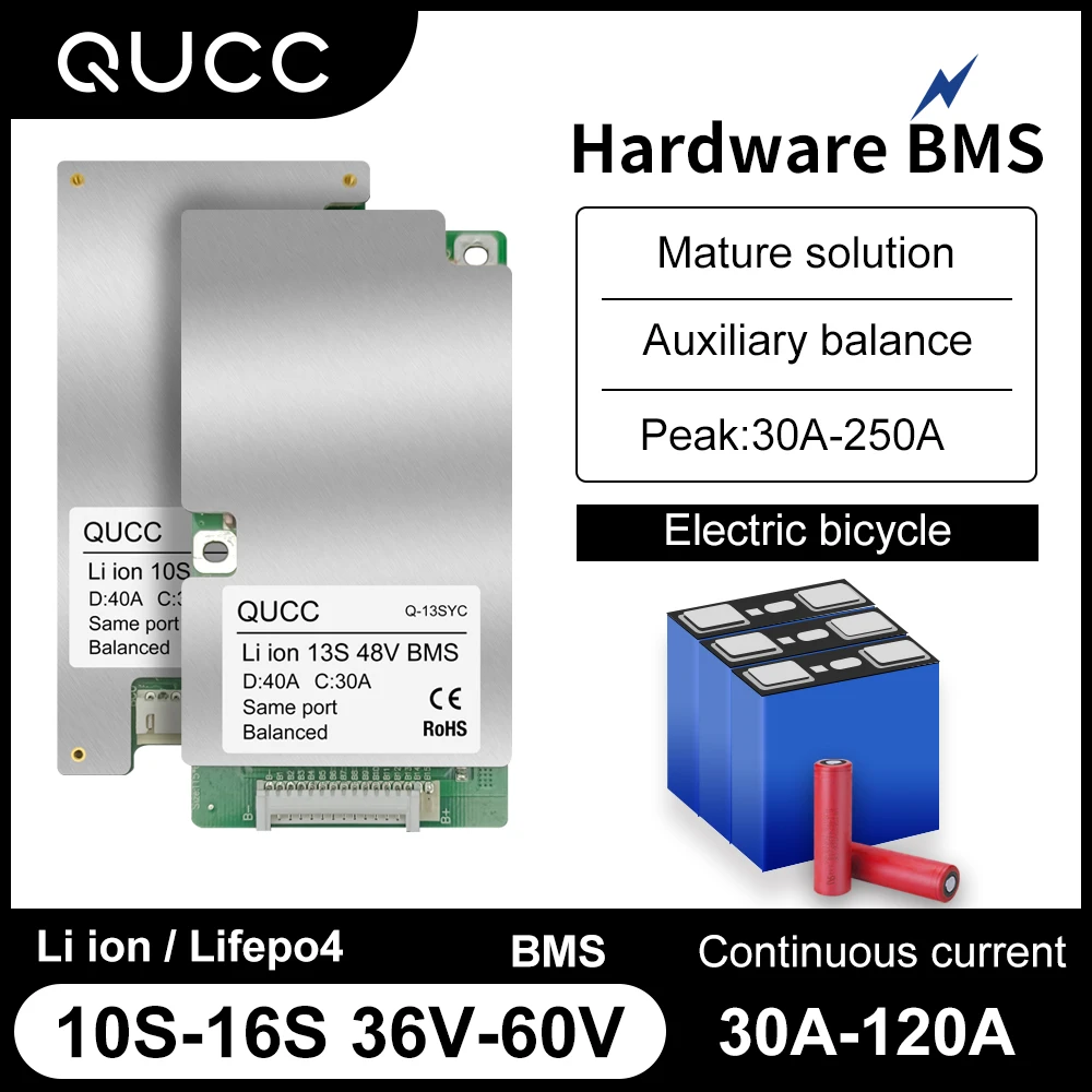 Qucc Balance BMS 36V 10S 13S 14S 16S 48V 20a 30a 40a 50a 60a 100a 120a ...