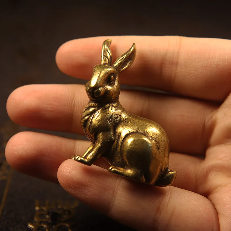 Antique-Solid-copper-Zodiac-Lucky-rabbit-Statue-Ornament-Vintage-Copper ...