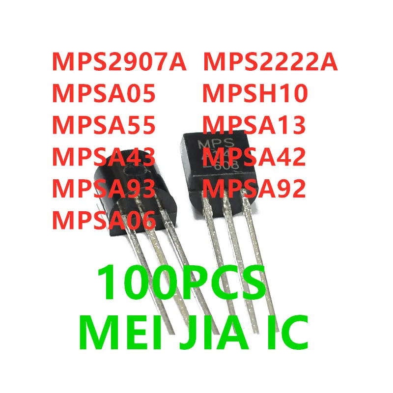 100pcs Mps2907a Mps2222a Mpsa05 Mpsh10 Mpsa55 Mpsa13 Mpsa43 Mpsa42 ...