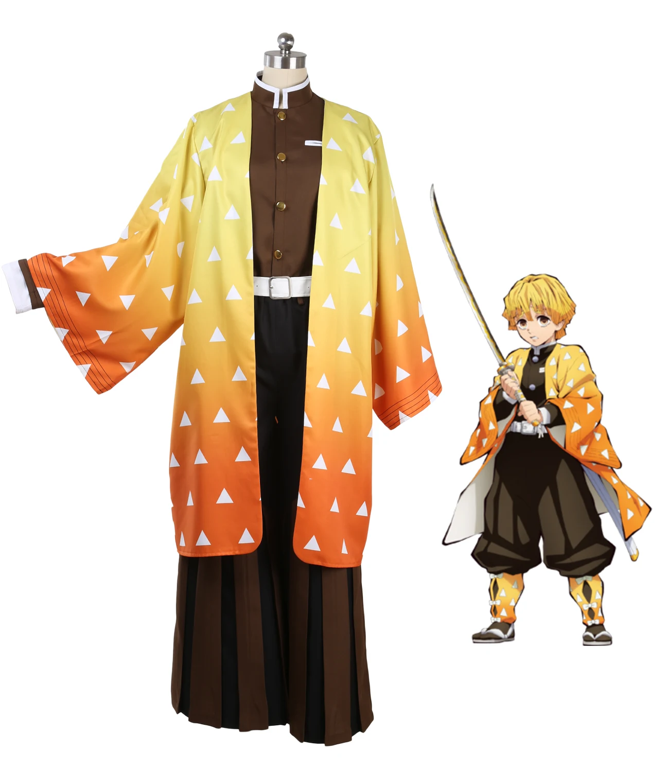 Kimetsu-no-Yaiba-Zenitsu-Agatsuma-Kimono-disfraz-de-Cosplay-hecho-a ...