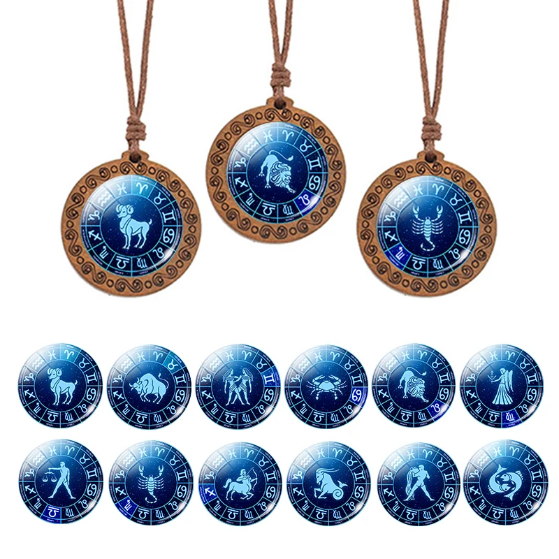 12 Zodiac Signs Rope Chain Necklace Libra Scorpio Sagittarius Capricorn ...