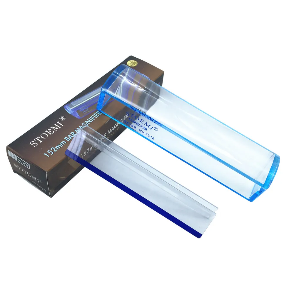 6 Inch 5X Blue Raised Domed Bar Magnifier 7512B with Reading Tracking ...