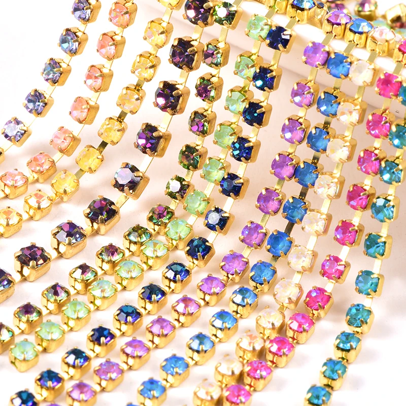 High Quality Mocha Neon Glass Rhinestones Chain стразы Colorful Crystal ...