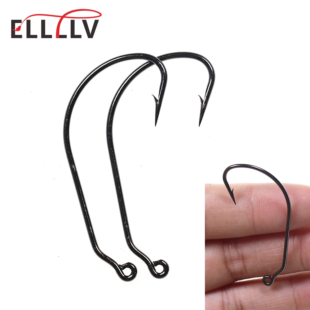 Elllv 50PCS Caroline Taxas Rig Fish Hooks High Carbon Steel Inline Worm ...