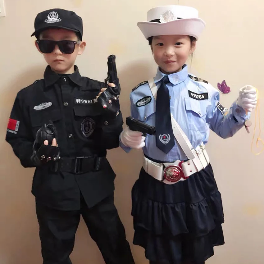 할로윈 카니발 파티 어린이 경찰관 스페셜 포스 코스프레 의상 경찰 장교 가상 의류 남아여아 크리스마스 선물