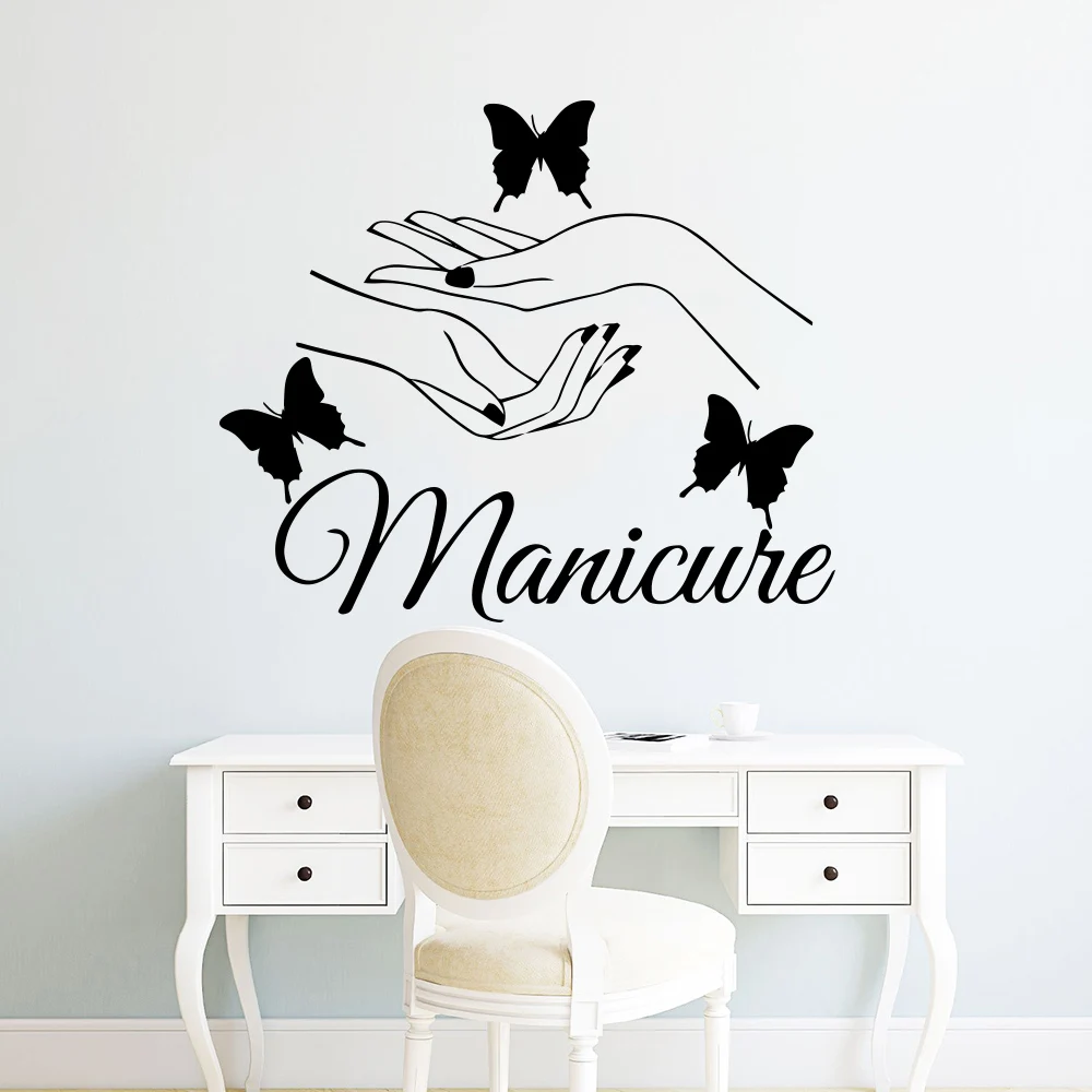 Beauty-Nail-Salon-Wall-Sticker-Manicure-Wall-Decals-Butterfly-Hands ...