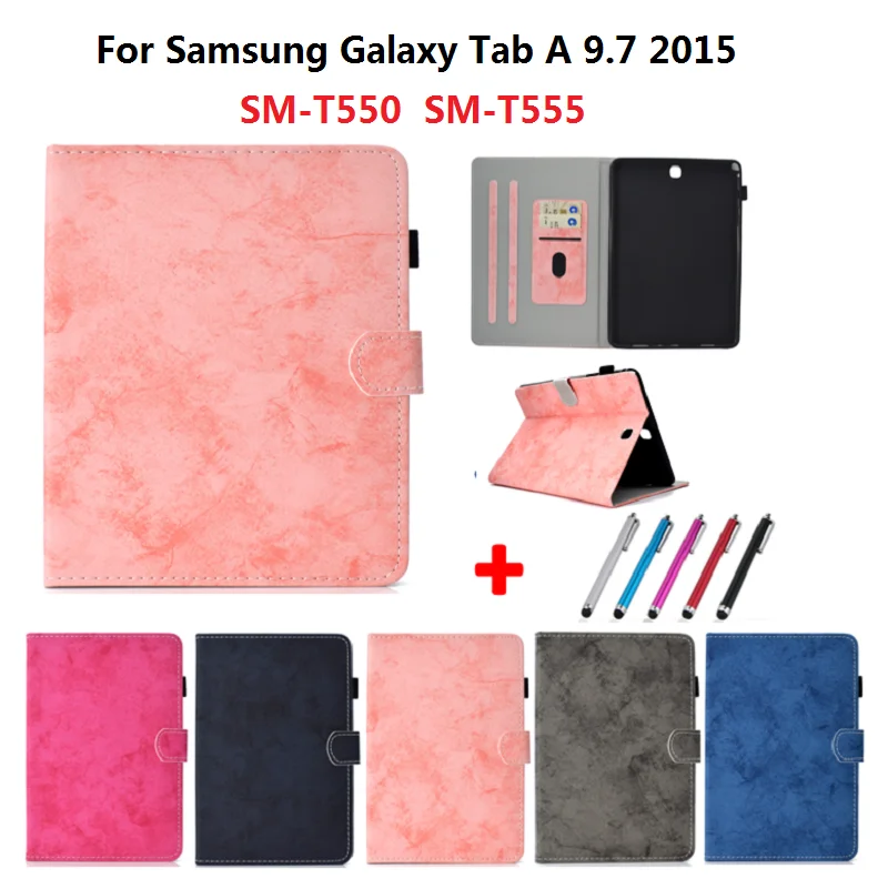Funda de cuero PU con soporte para tableta Samsung Galaxy Tab A 9 7, 9,7, T555, T550, SM T550 ...