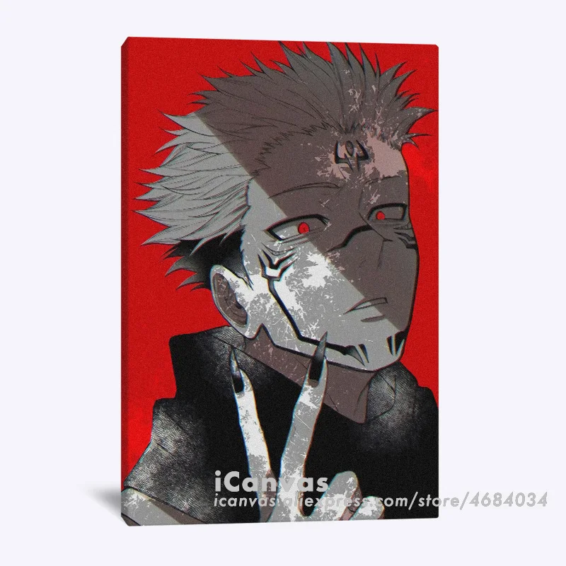 Yuji Itadori Sukuna Jujutsu Kaisen Anime Home Decor Canvas Wall Art ...